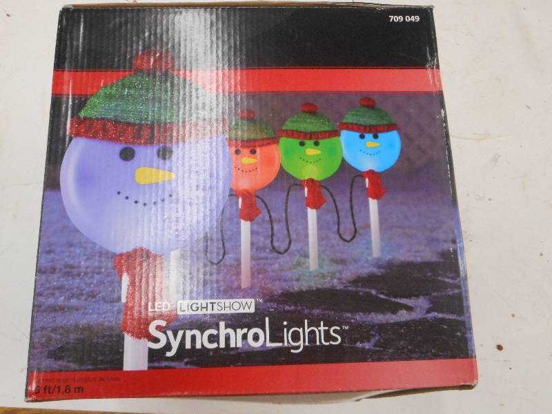 Gemmy LED LightShow SynchroLights 4 Snowman Color Changing Pathway ...