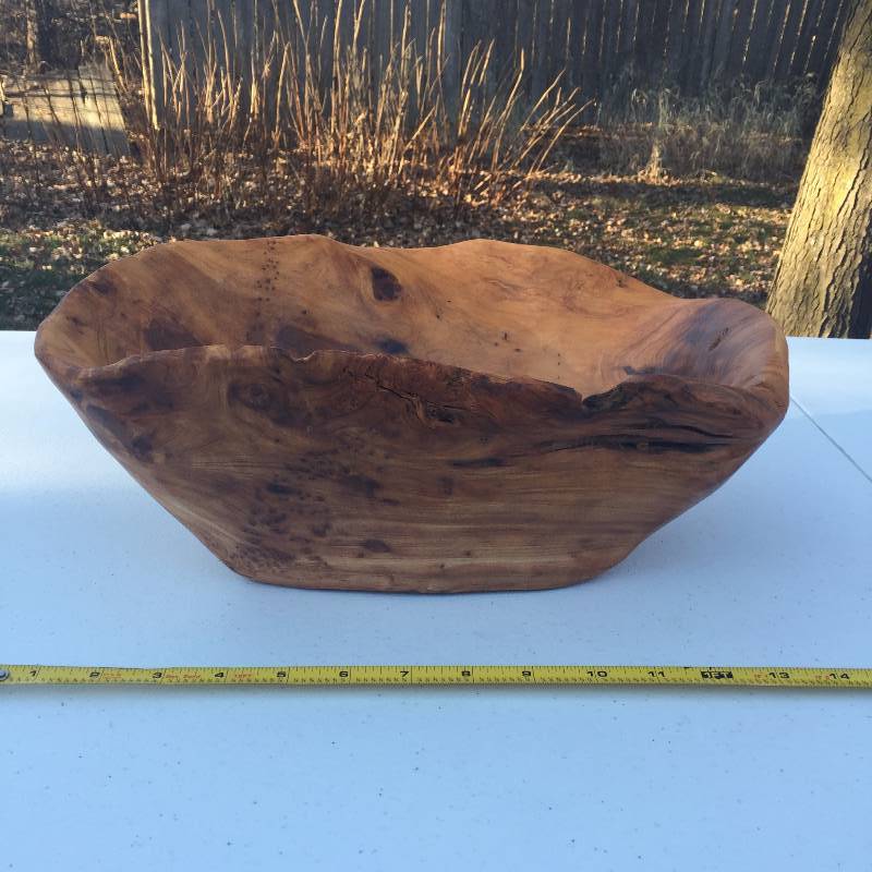 BIG RARE VINTAGE WOOD HAND CARVED BURL ROOT WOOD CYPRESS TREE BOWL MADE ...