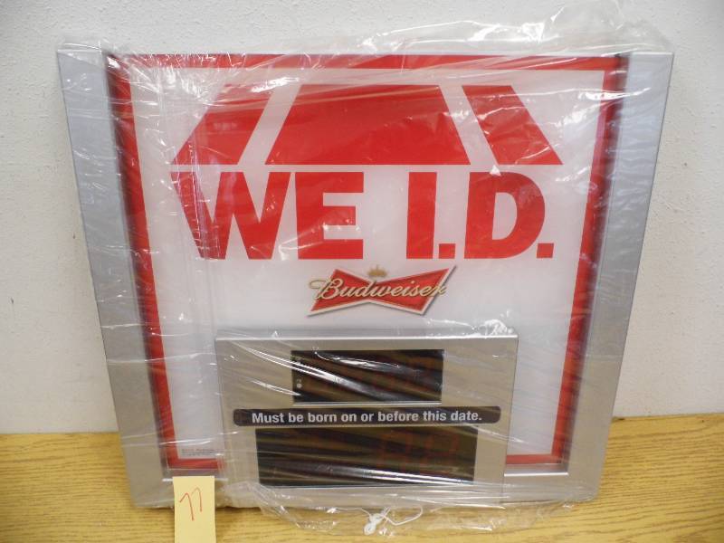 Budweiser We ID Sign | January #12 Consignment Bar Items | K-BID