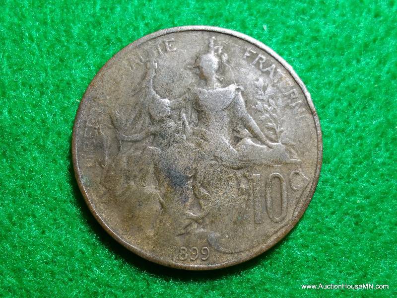 1899 France 10 Centimes Republique Francaise Bronze Coin | May Coin ...
