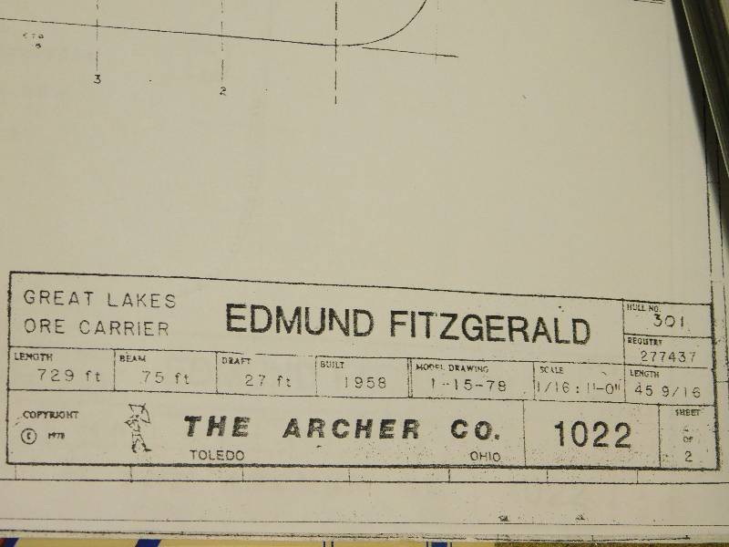Lot of 3 RARE 55" Blueprints of the Ill-Fated Edmund Fitzgerald ...