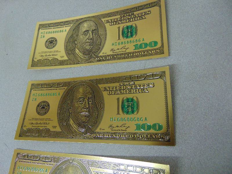 (3) 24KT 99.9% Pure Gold Plated $100 Dollar Bill Banknote | GRC ...