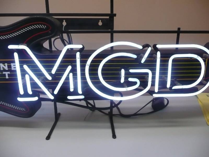 Miller Genuine Draft Neon Beer Light - Very cool guitar shape. - Aprox ...