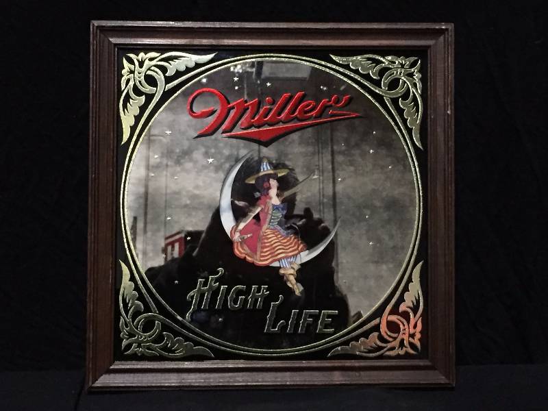 Miller High Life Lady in the Moon mirror | MAN CAVE EXTRAVAGANZA | K-BID