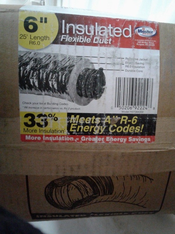 Master Flow 6" flex duct- Class 1 Insulated flexable duct 6"×25' | Twin ...