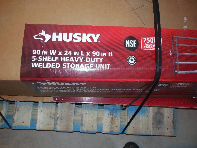 Husky 90 in. H x 90 in. W x 24 in. D 5 Shelf Welded Steel Shelving Unit ...