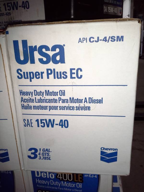 4 Cases of Chevron Ursa Super Plus EC SAE 15W-40 Heavy Duty Motor Oil ...