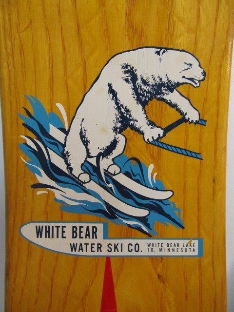 NICE Pair of Vintage 1950's Wooden WHITE BEAR Water Skis | Large Little ...