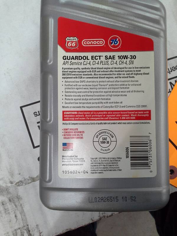 5 Cases of Conoco Phillips 66 SAE 10W-30 Guardol ECT Premium Synthetic ...