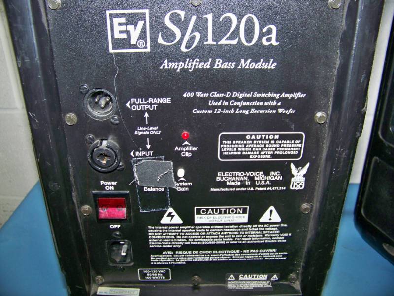 (2) Electro-Voice (EV), Sb120a, Amplified Bass Modules (Powered ...