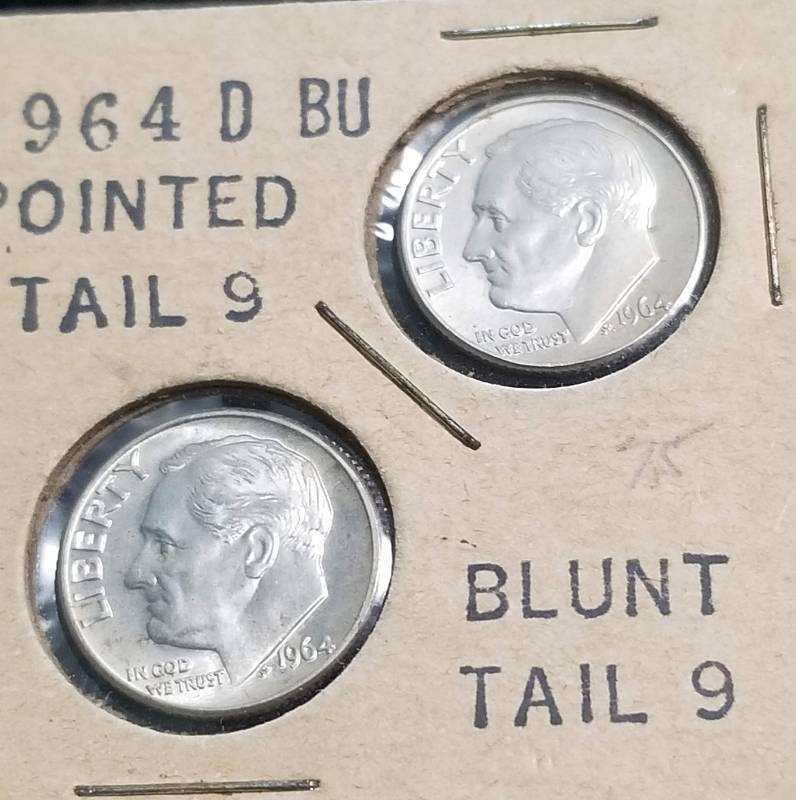 2 SILVER 1964 DIMES 'POINTED TAIL' & 'BLUNT' TAIL 9'S | OCTOBER 23rd ...