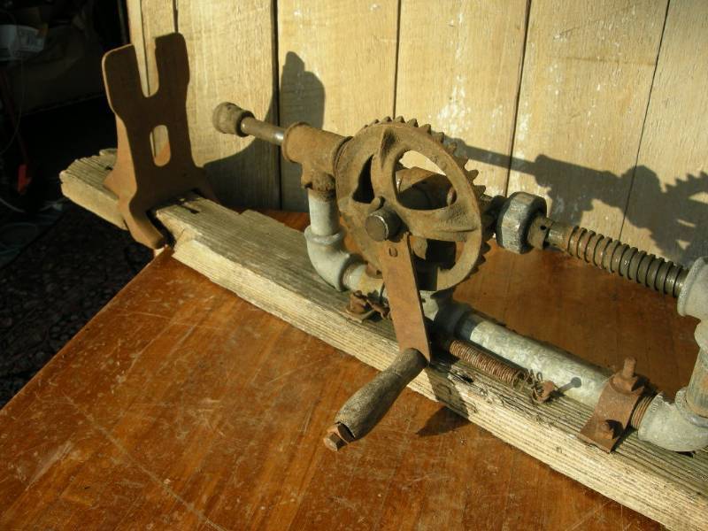 Antique Primitive Hand Crank Lathe/Drill Press | Super Select Antique ...
