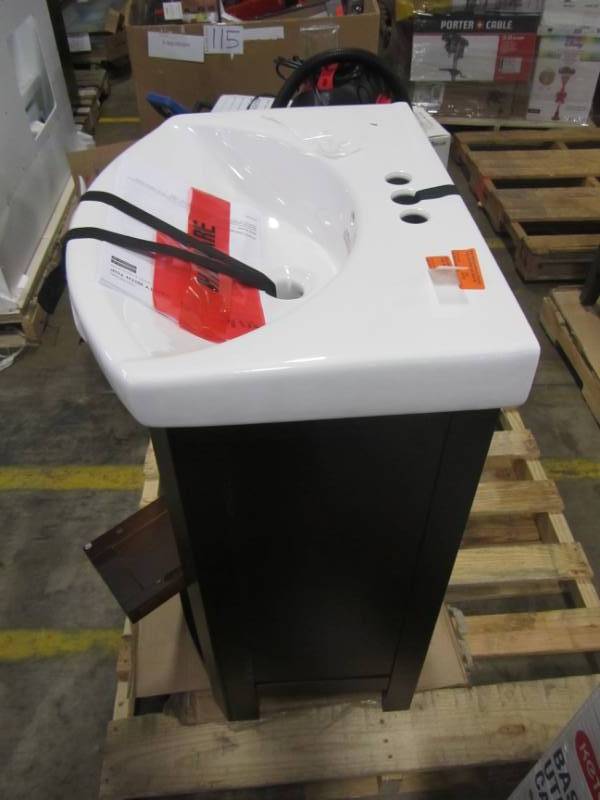 Style Selections Morecott Chocolate Single Sink Vanity with White ...