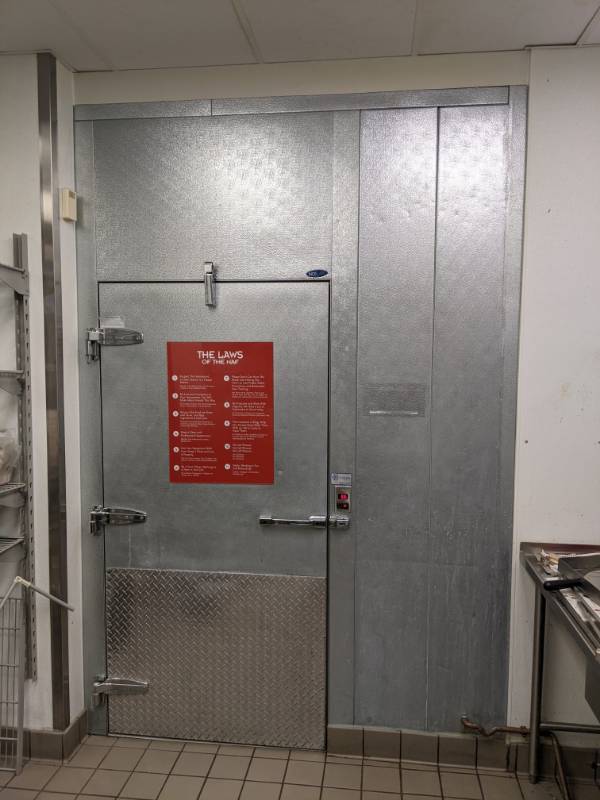 Commercial Kitchen: Walk-In Cooler, Lancer Beverage Dispenser, Kohler ...