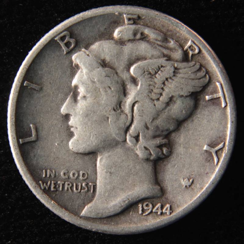 1944 MERCURY SILVER DIME FINE | JULY 1st RARE COIN AUCTION | K-BID