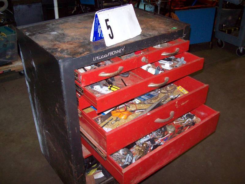 Utica/Bonney Rolling Tool Chest With Key, Includes Misc. Tools ...